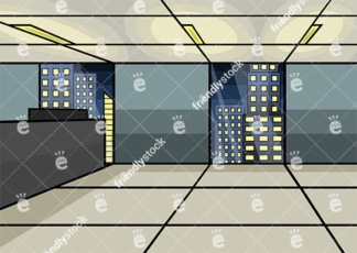 Empty Office At Night Background Cartoon Vector Clipart - FriendlyStock