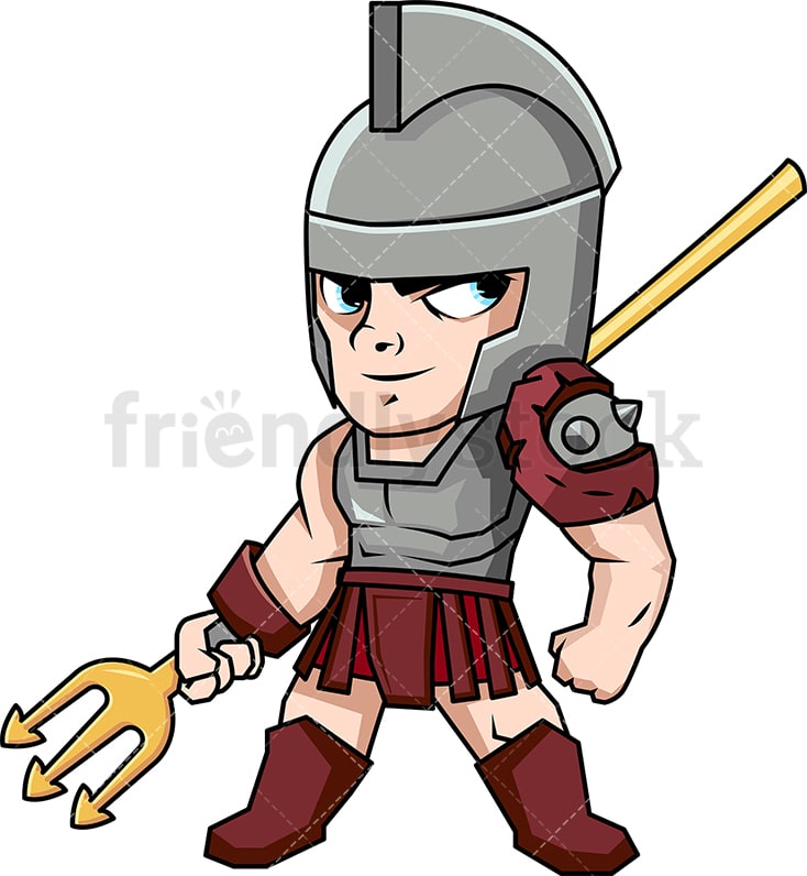 Angry Gladiator In Heavy Armor Cartoon Vector Clipart - FriendlyStock