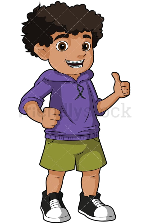 Happy Boy Showing Off His Braces Vector Cartoon Clipart - FriendlyStock