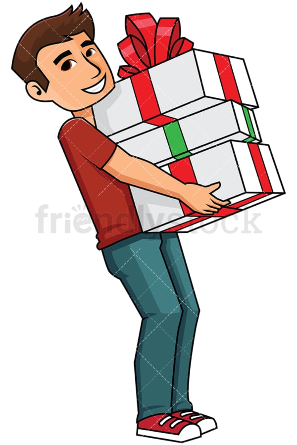 Man Holding Shopping Bags Vector Cartoon Clipart - FriendlyStock