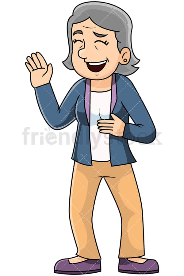 Mature Woman Making Point Vector Cartoon Clipart - FriendlyStock