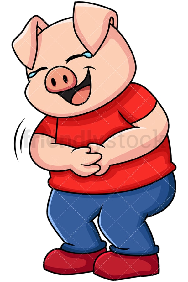 Pig Flexing Its Muscles Vector Cartoon Clipart - FriendlyStock