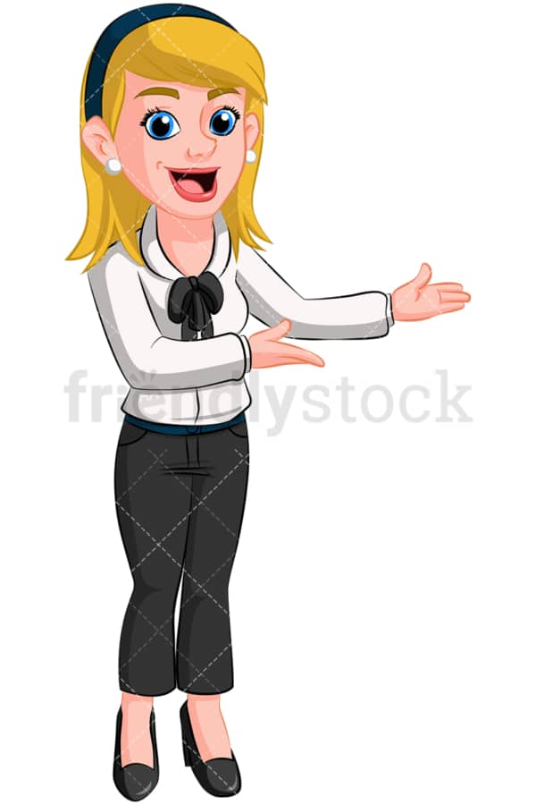Business Woman Making Point Vector Cartoon Clipart - FriendlyStock