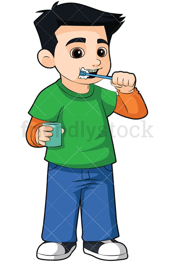 Happy Boy Showing Off His Braces Vector Cartoon Clipart - FriendlyStock