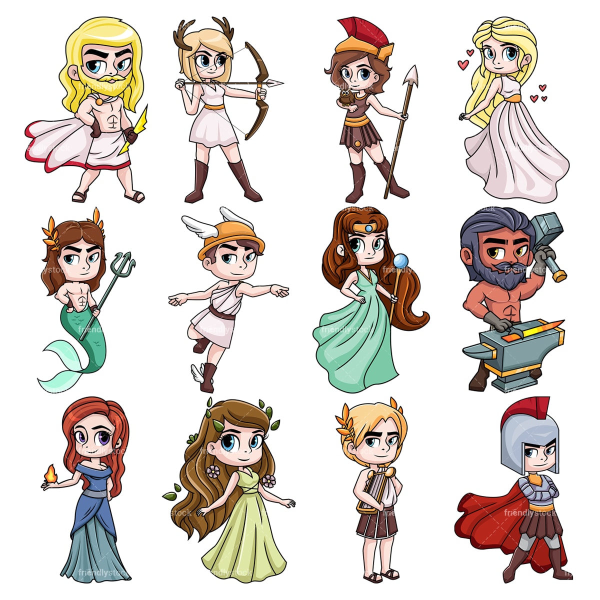 Greek Gods Cartoon Vector Clipart - FriendlyStock