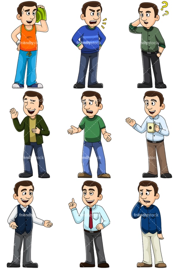 Young Man Making Point Vector Cartoon Clipart - FriendlyStock
