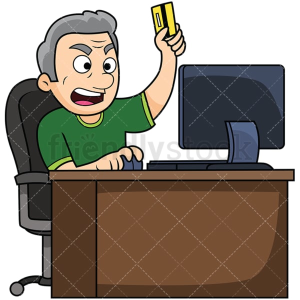 Old Man Angry At Computer Cartoon Vector Clipart - FriendlyStock