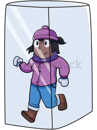 Black Woman Frozen In Ice Block Cartoon Vector Clipart - FriendlyStock