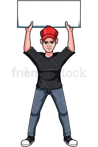 Activist Holding Sign Cartoon Vector Clipart - FriendlyStock