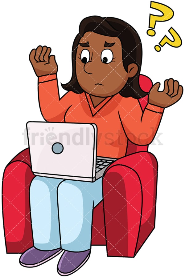 Black Woman Having Trouble With Computer Cartoon Vector Clipart ...