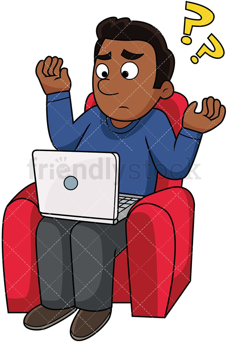 Angry Black Man Wrecking Computer Cartoon Vector Clipart - FriendlyStock