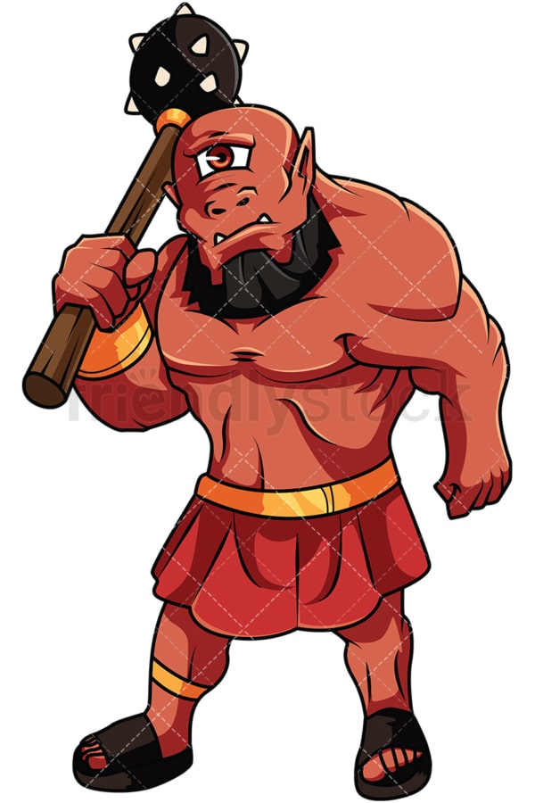 Muscular Ogre Running Cartoon Vector Clipart - FriendlyStock