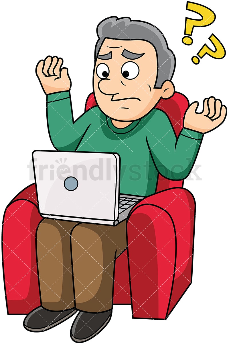 Old Man With Malware Infected Computer Cartoon Vector Clipart ...