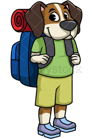 Backpacking Dog Traveler Cartoon Vector Clipart - FriendlyStock