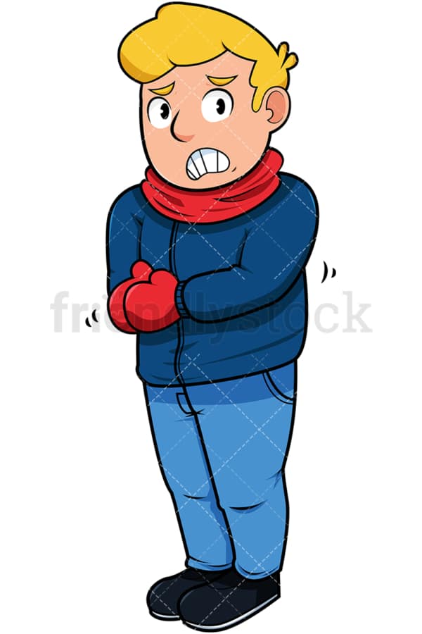 Cold Man Warming Hands Over Fire Cartoon Vector Clipart - FriendlyStock