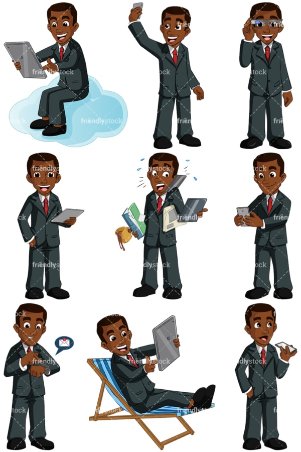 Black Man Wearing Smart Watch Cartoon Vector Clipart - FriendlyStock