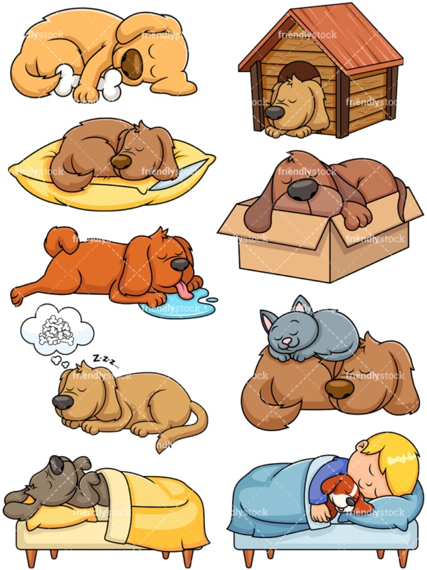 Stray Dog Napping In Box Cartoon Vector Clipart - FriendlyStock