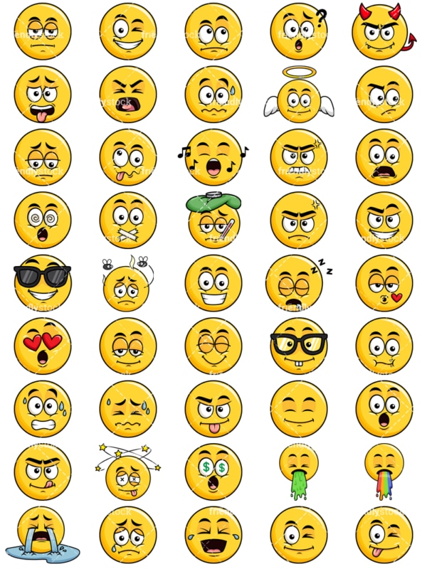Teared Up Sad Yellow Smiley Emoji Cartoon Vector Clipart - FriendlyStock