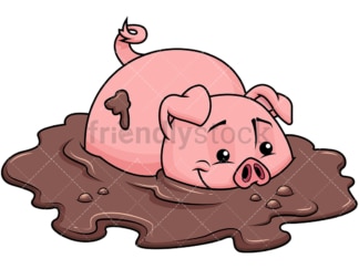 Farm Pig In Dirt Cartoon Vector Clipart - FriendlyStock