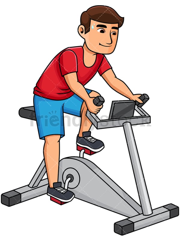 Man Using Reclined Exercise Bike Cartoon Vector Clipart - FriendlyStock