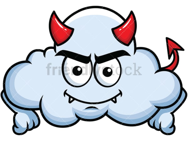 Crafty Devil Cloud Emoji Cartoon Vector Clipart - FriendlyStock