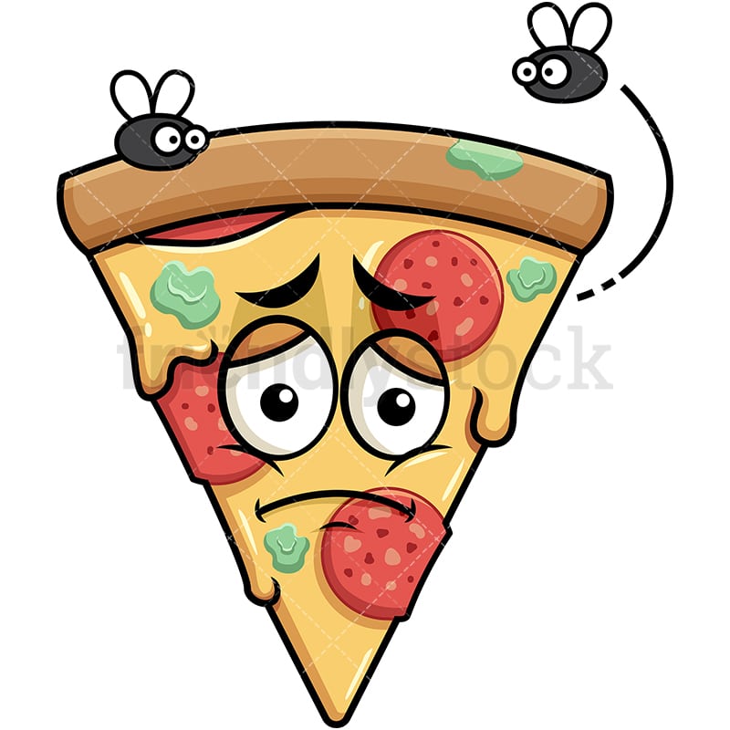 Feverish Sick Pizza Emoji Cartoon Vector Clipart - FriendlyStock