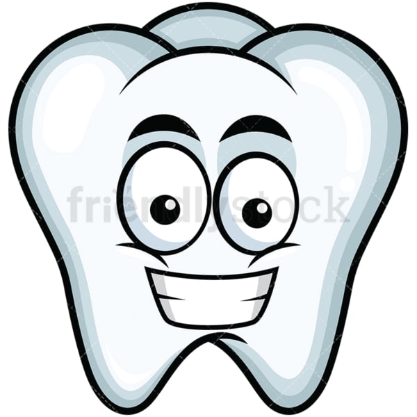 Goofy Crazy Eyes Tooth Emoji Cartoon Vector Clipart - FriendlyStock