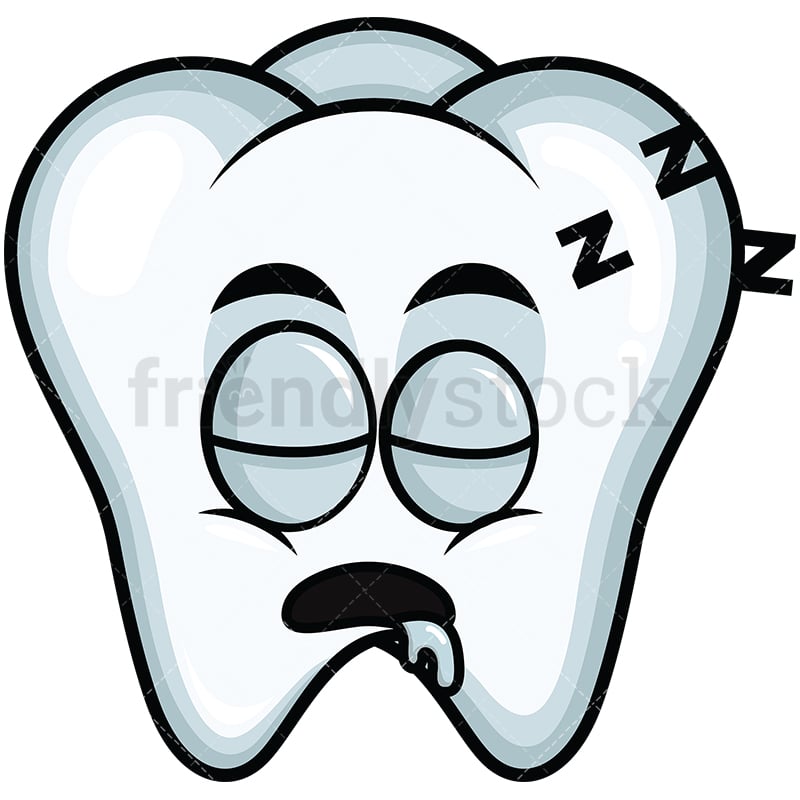 Sleeping Tooth Emoji Cartoon Vector Clipart - FriendlyStock