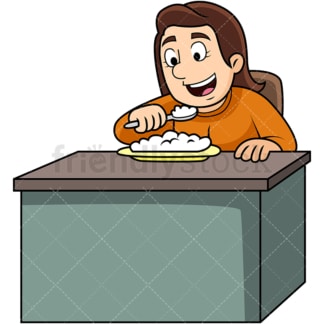 Woman Eating Rice Cartoon Vector Clipart - FriendlyStock