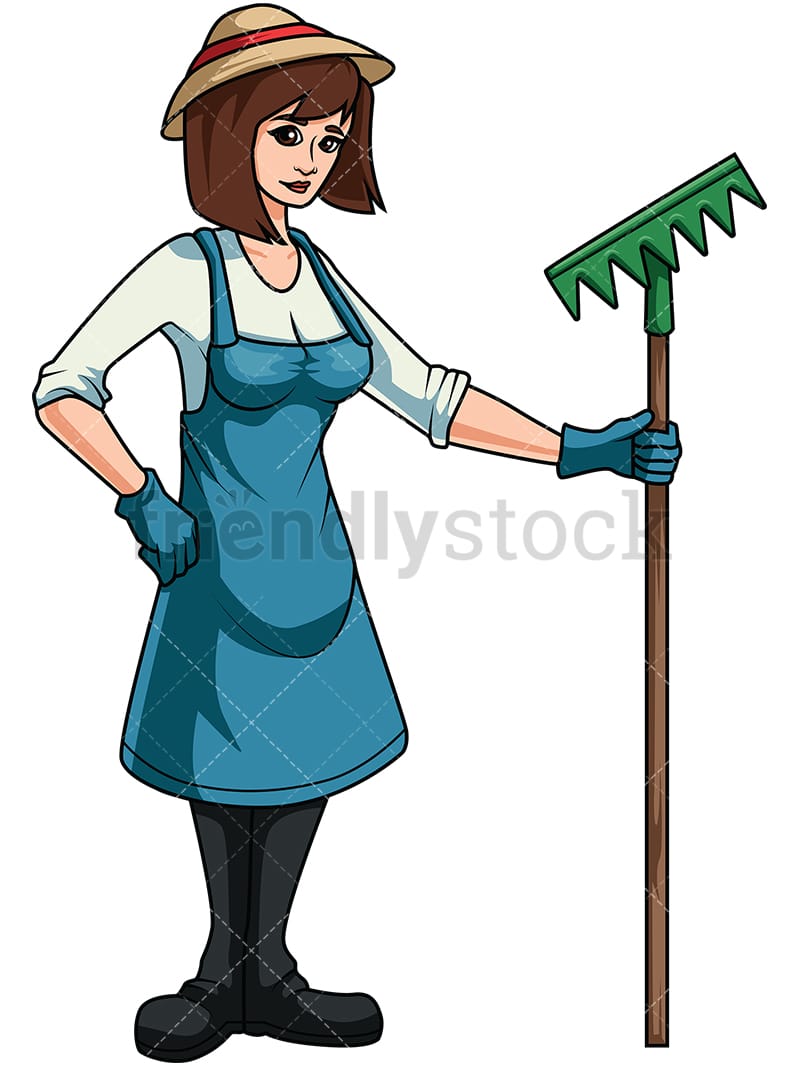 Woman Gardener Holding Shovel Cartoon Vector Clipart - FriendlyStock
