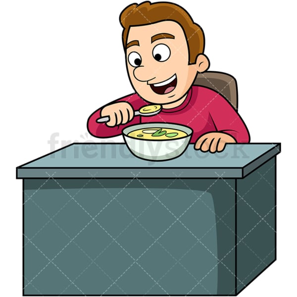 Man Eating Soup Cartoon Vector Clipart - FriendlyStock