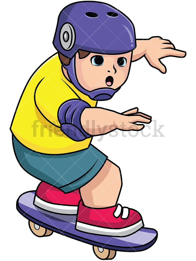 Black Kid On Skateboard Cartoon Vector Clipart - FriendlyStock
