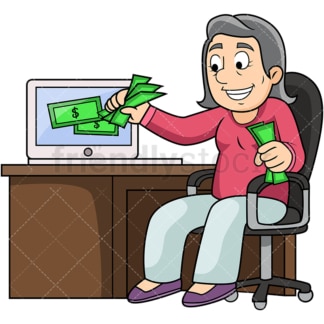 Old Woman Using Computers Cartoon Vector Clipart - FriendlyStock