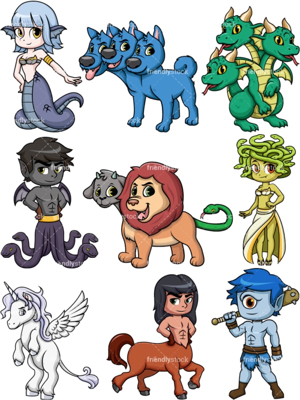 Greek Monster Typhon Cartoon Vector Clipart - FriendlyStock