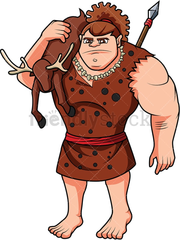 Caveman Dragging Cavewoman Vector Cartoon Clipart - FriendlyStock