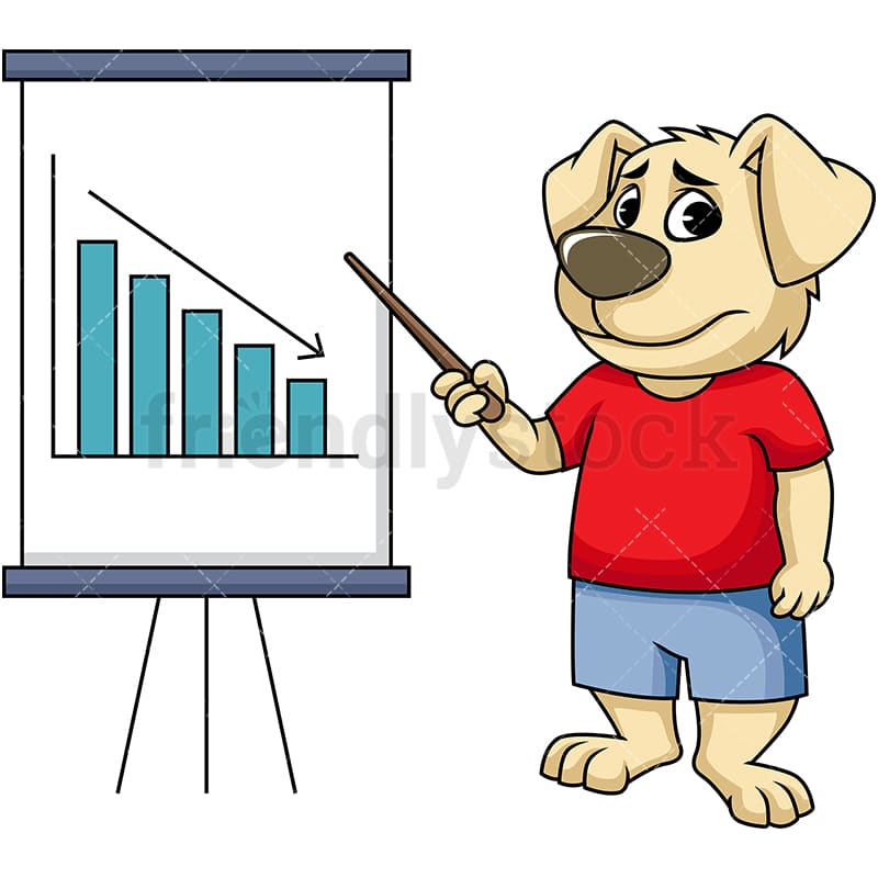 Dog Mascot Pointing Το Growth Chart Cartoon Vector Clipart - FriendlyStock