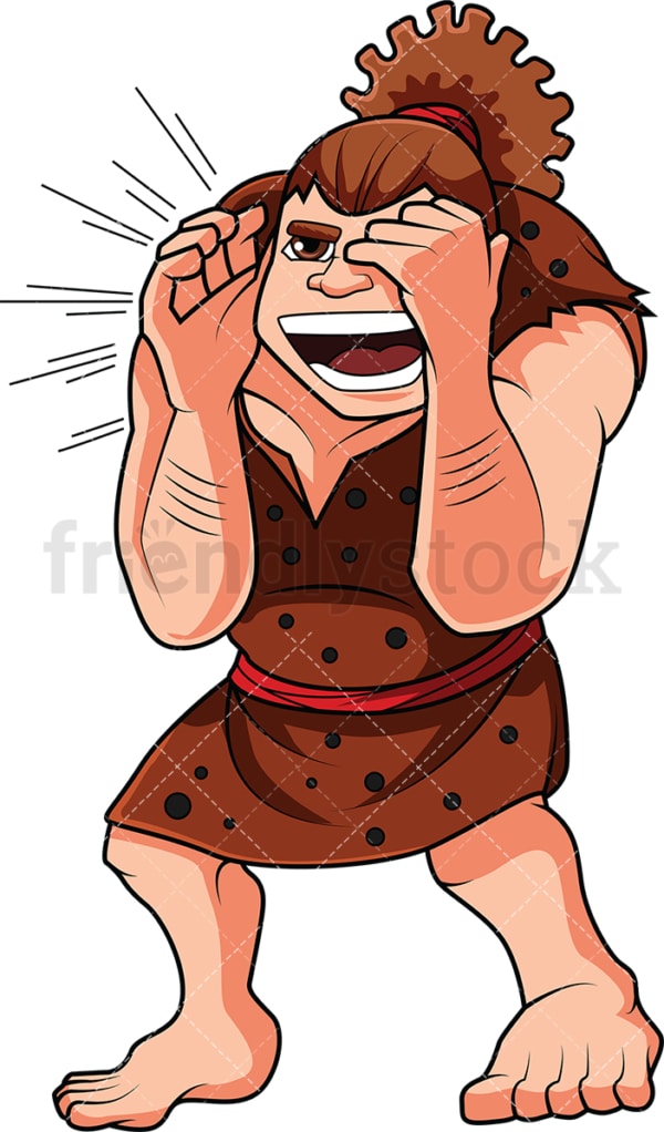 Caveman Carrying Hunted Animal Vector Cartoon Clipart - FriendlyStock