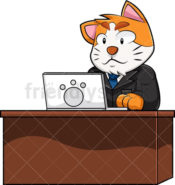 Business Cat Giving Presentation Cartoon Vector Clipart - FriendlyStock