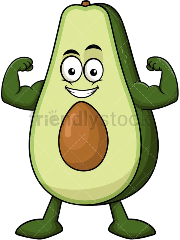 Avocado Mascot Flexing Muscles Cartoon Vector Clipart - FriendlyStock