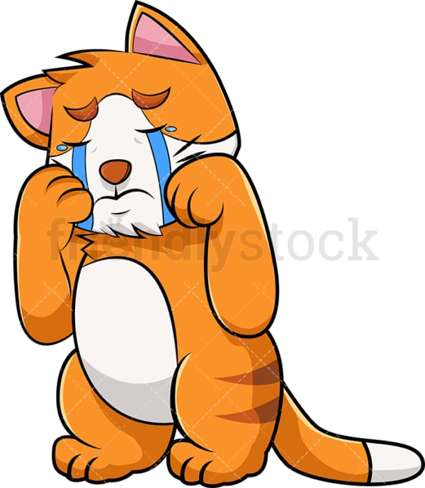 Cat Mascot Crying Cartoon Vector Clipart - FriendlyStock