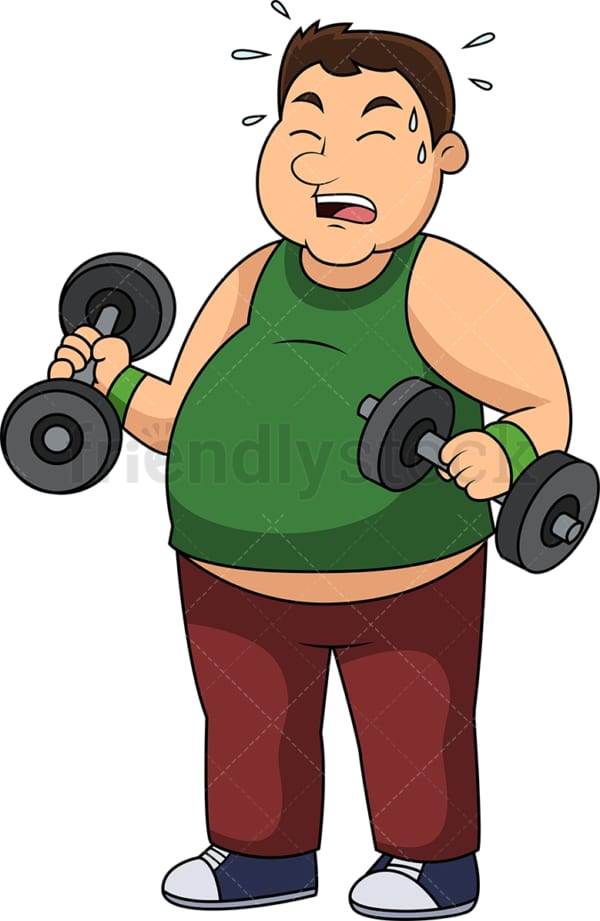 Fat Black Man Exercising Cartoon Vector Clipart - FriendlyStock