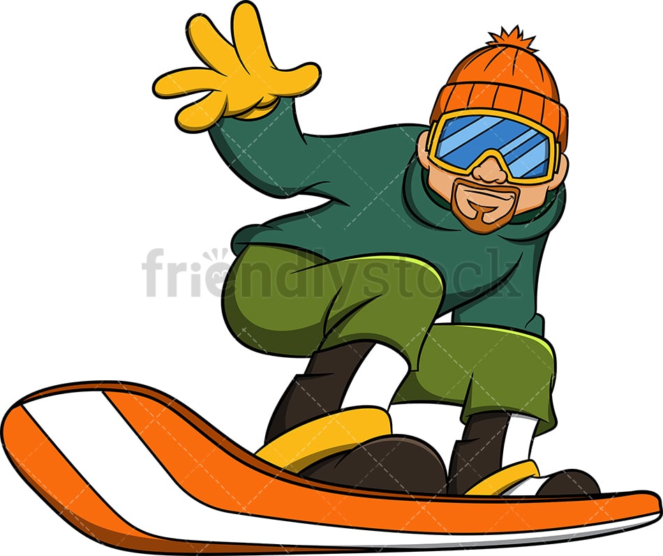 Scared Man Snowboarding Cartoon Vector Clipart - FriendlyStock