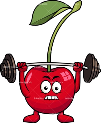 Cherry Mascot Flexing Muscles Cartoon Vector Clipart - FriendlyStock