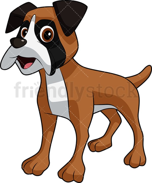 Cute Boxer Puppy Dog Cartoon Vector Clipart - FriendlyStock