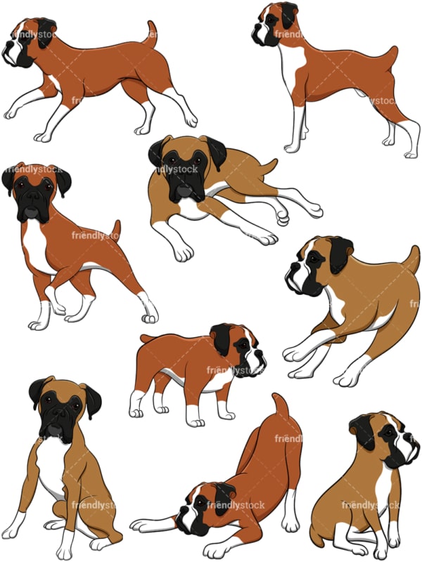 Running Boxer Dog Cartoon Vector Clipart - FriendlyStock