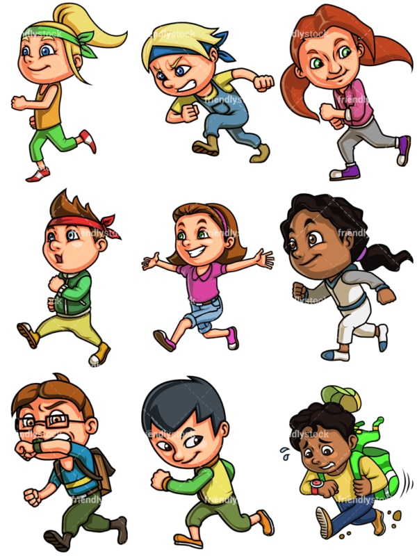 Kid Power Walking Cartoon Clipart Vector - FriendlyStock