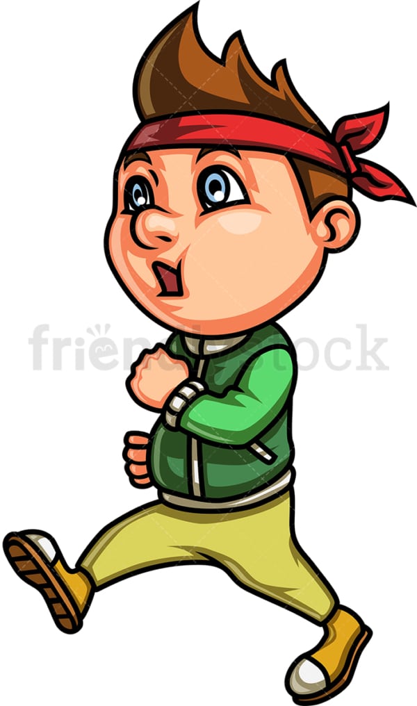 Kid Power Walking Cartoon Clipart Vector - FriendlyStock