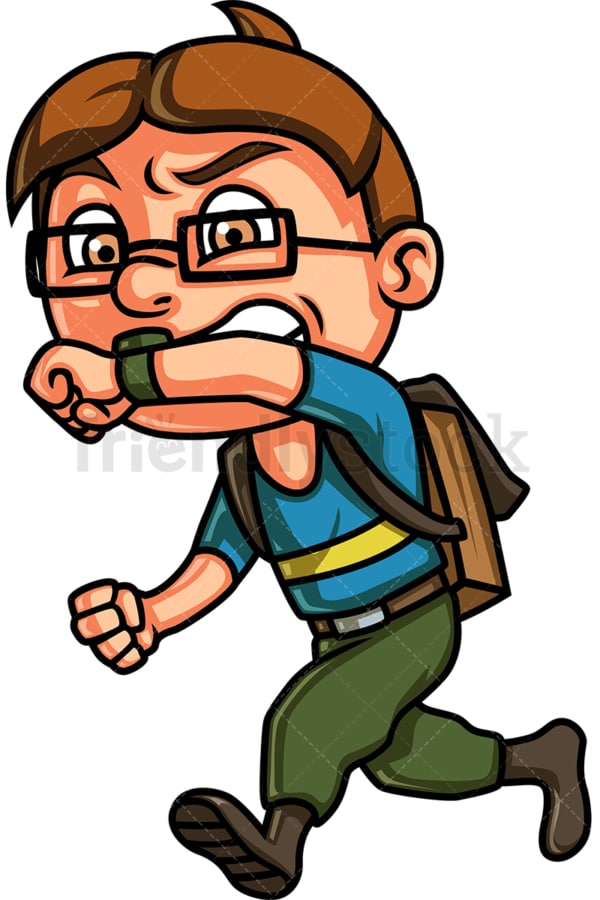 Kid Power Walking Cartoon Clipart Vector - FriendlyStock