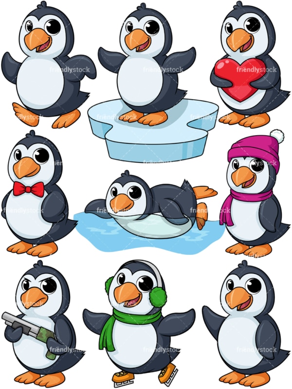 Classy Penguin With Bow Tie Cartoon Clipart Vector - FriendlyStock