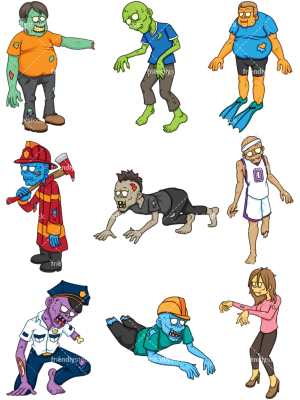 Fat Zombie With Arm Cut Off Cartoon Clipart Vector - FriendlyStock